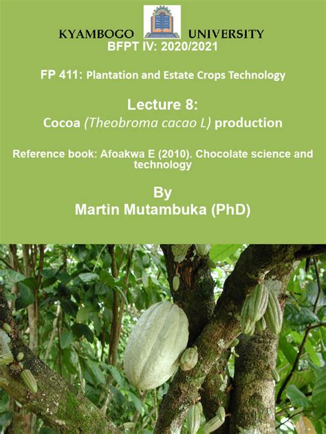 plantation and estate crops technology lecture 8 ppt 1 pdf cocoa