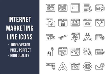 Premium Vector Internet Marketing Line Icons