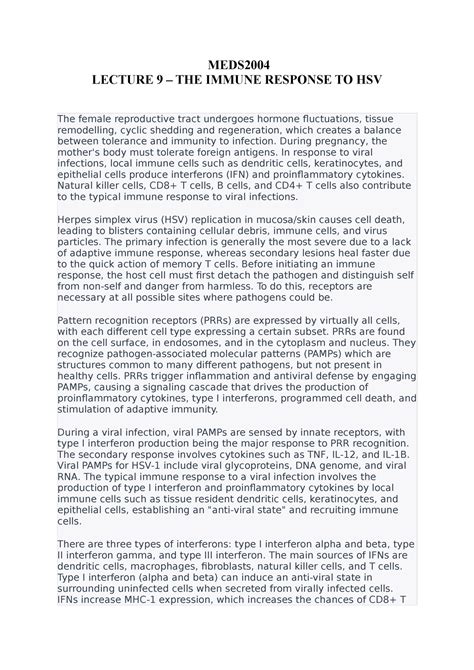 Meds2004 Lecture 9 The Immune Response To Hsv Meds Lecture 9 The