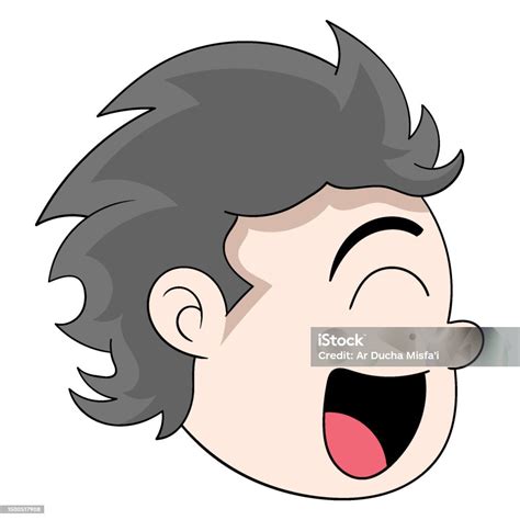 뾰족하고 지저분한 머리를 가진 잘 생긴 소년 머리 이모티콘 근거리 초점에 대한 스톡 벡터 아트 및 기타 이미지 근거리 초점