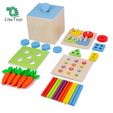 Juguetes Montessori de madera para bebés de 1 2 y 3 años caja de