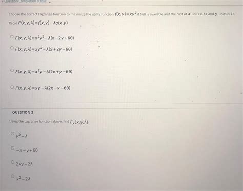 Solved Question 3 Using The Lagrange Function Above Find