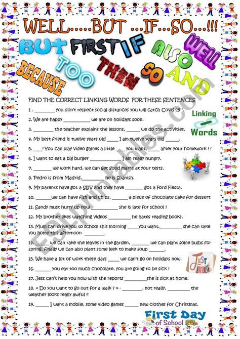 Linking Words With Key Esl Worksheet By Spied D Aignel