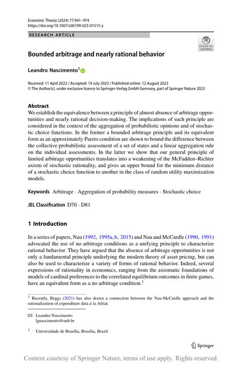 Bounded Arbitrage And Nearly Rational Behavior