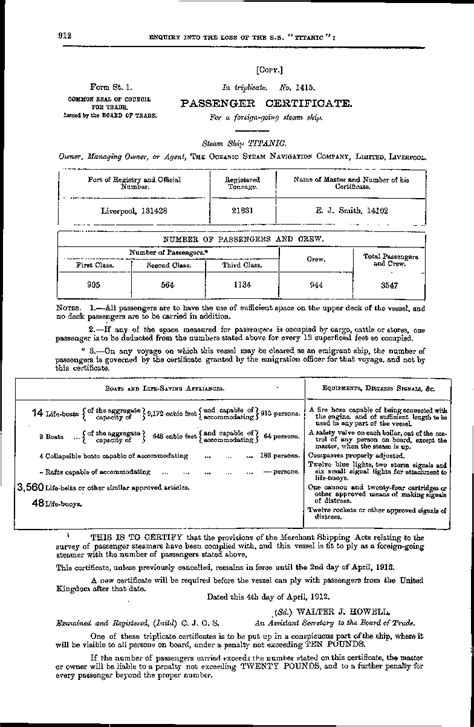 Passenger Certificate Encyclopedia Titanica Message Board