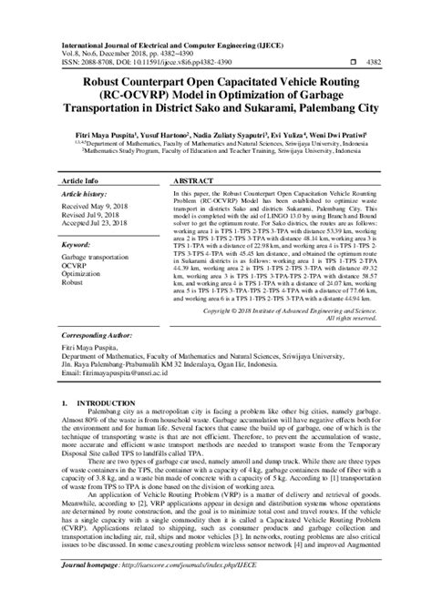 Pdf Robust Counterpart Open Capacitated Vehicle Routing Rc Ocvrp