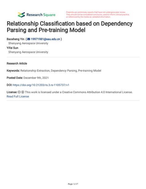Pdf Relationship Classification Based On Dependency Parsing And Pre