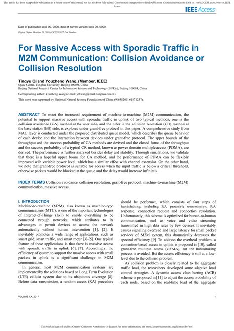 Pdf For Massive Access With Sporadic Traffic In M2m Communication