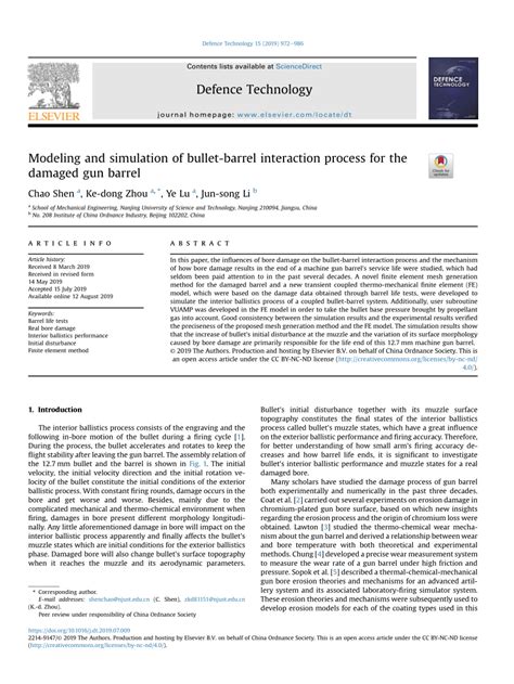 pdf modeling and simulation of bullet barrel interaction process for