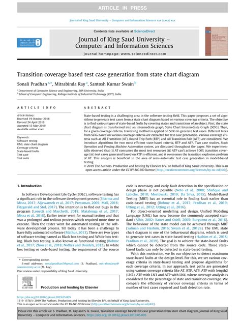 PDF Transition Coverage Based Test Case Generation From State Chart