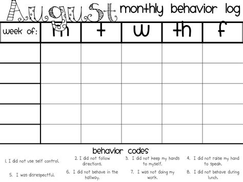 Free Printable Monthly Behavior Charts