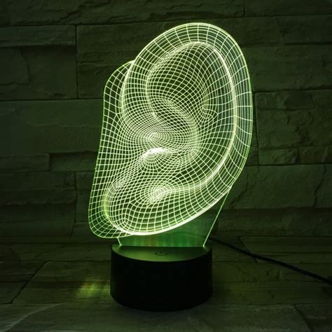3d Led Lamp Met Gravering Rgb 7 Kleuren Oor