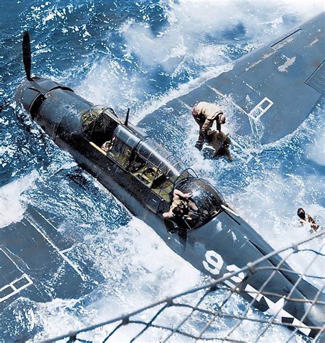 Grumman Tbf Avenger After It Ditched Following A Catapult Mishap On