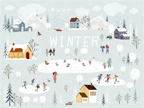 Christmas Background Winter Landscape In Christmas Eves At Night In