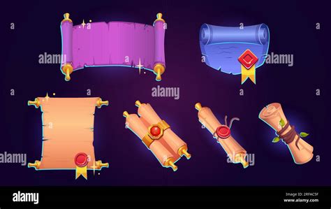 Magic Scroll Parchment Ui Game Icon Cartoon Vector Icon Fantasy