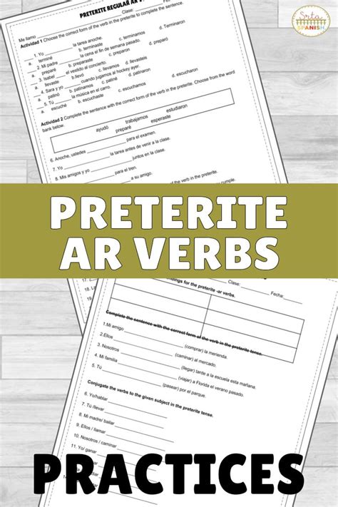 Preterite Tense Spanish Worksheets Ar Regular Verbs Practice Activities