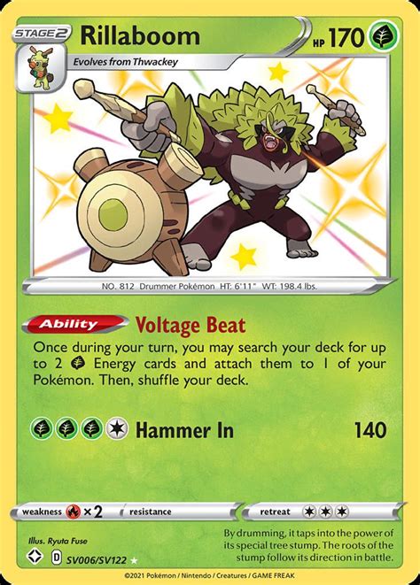 Rillaboom Sv006 Shining Fates Shiny Vault Sword And Shield Pokemon