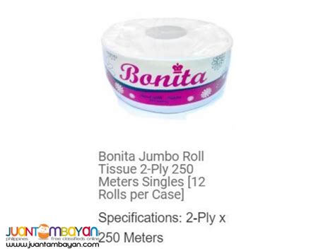Bonita Jumbo Roll Tissue 2 Ply 250 Meters Singles