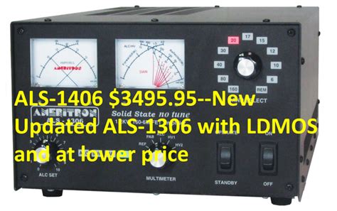 Als 1306 Amplifier Hf 6m Solidstate 1200watts Pep 220vac Mfj Enterprises Inc