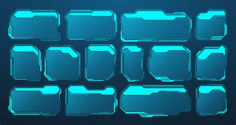 파란색 미래형 Hud 또는 Ui 요소 공상 과학 사용자 인터페이스 텍스트 상자 설명선 경고 메시지 프레임 정보 상자 템플릿입니다