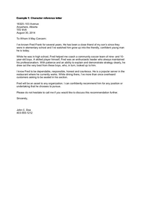 Character Reference Letter Template Printable Pdf Download