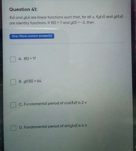 Question A X And G X Are Linear Functions Studyx