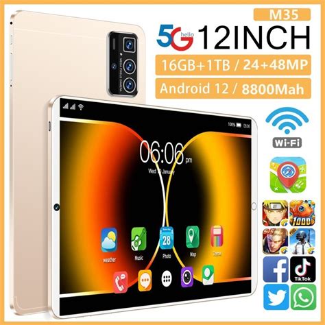 Tablet Android De 120 Polegadas 16 1tb Tablet Cartão Duplo 5g Wifi Shopee Brasil