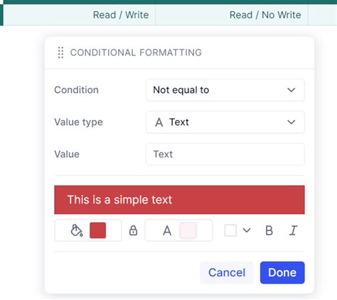 How To Set Up Conditional Formatting On Access Rights Data Types