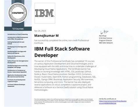 Completed Ibm Full Stack Developer Certification After A Few Months