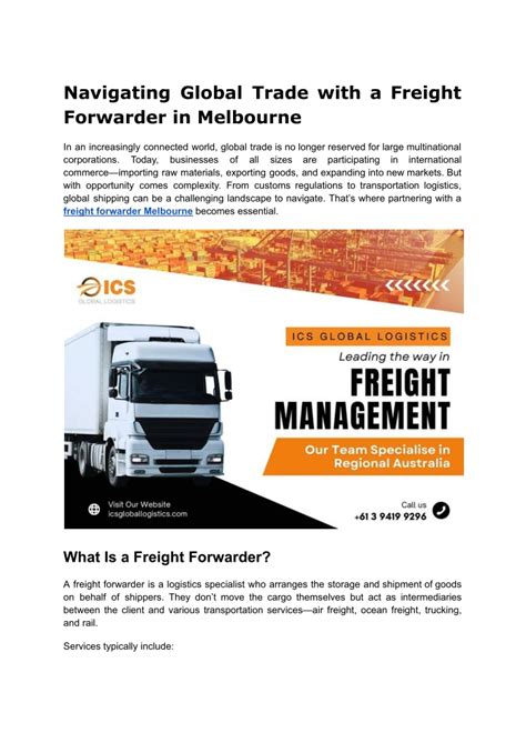 Ppt Freight Forwarder Melbourne Powerpoint Presentation Free Download Id 14286623