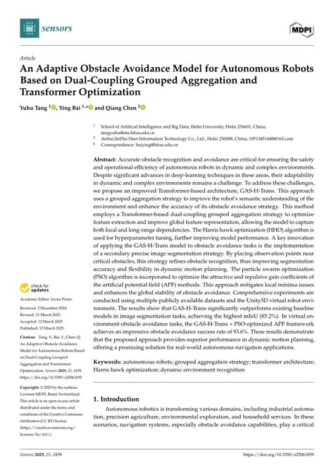 Pdf An Adaptive Obstacle Avoidance Model For Autonomous Robots Based