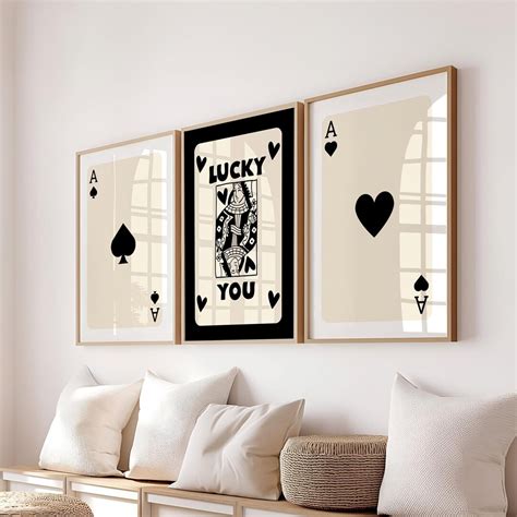 Trendy Retro Wall Art Set Of 3 Retro Trendy Aesthetic Print Black Ace