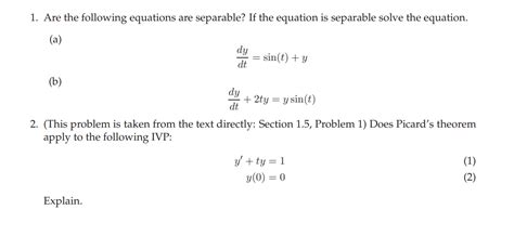 Solved Are The Following Equations Are Separable If The Chegg