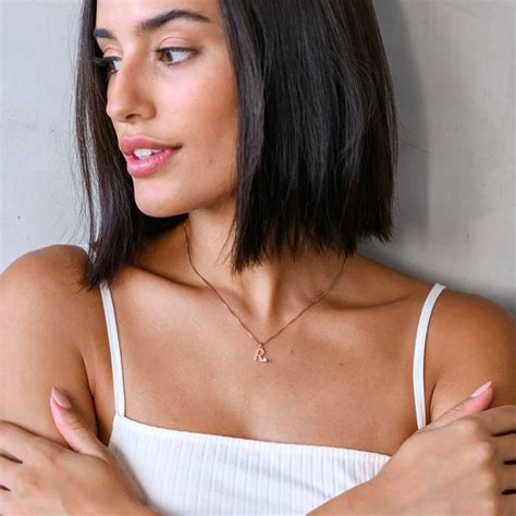 Diamond Initial Necklace In 18k Rose Gold Plating Theo Grace