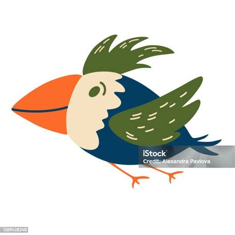 재미있는 앵무새 이국적인 새 엽서 포스터 어린이 의류 디자인에 대한 어린이 만화 벡터 일러스트레이션 기이함에 대한 스톡 벡터 아트 및 기타 이미지 Istock