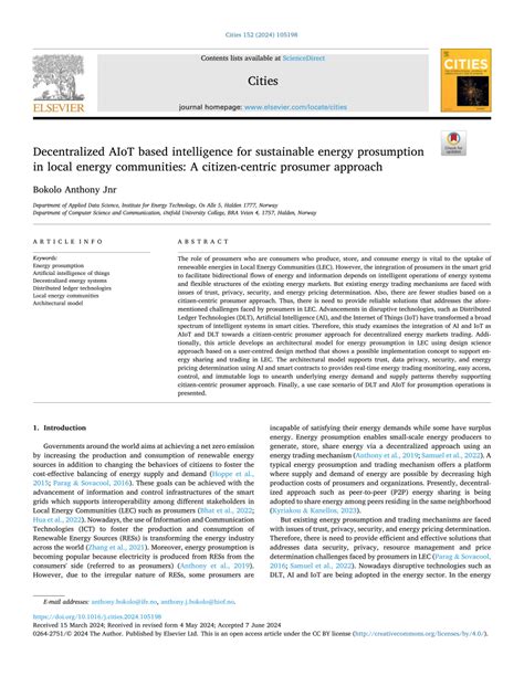 Pdf Decentralized Aiot Based Intelligence For Sustainable Energy