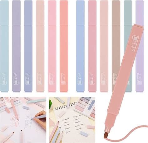 Fankutoys Aesthetic Cute Highlighters With Chisel Tip 12pcs Pastel