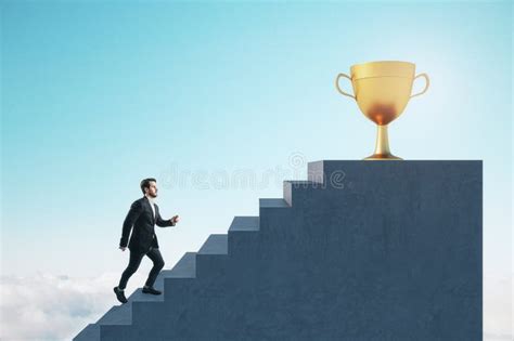 A Conceptual Image Of A Businessman Climbing A Flight Of Stairs Towards