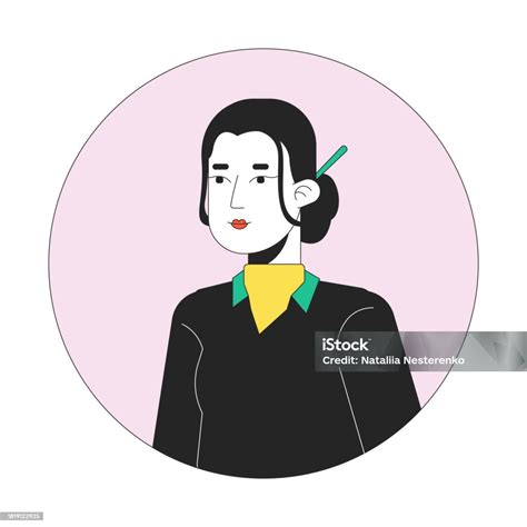 아시아 사무실 아가씨 입고 중국어 머리핀 2d 선 벡터 아바타 그림 2차 도형에 대한 스톡 벡터 아트 및 기타 이미지 2차 도형 그래픽 사용자 인터페이스 다중 색상