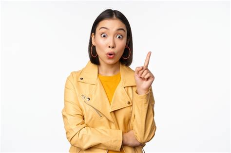 Premium Photo Idea Enthusiastic Asian Girl Has Suggestion Raising