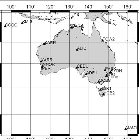 Afn Stations Across The Australian Plate With Rvs In 1998 Including
