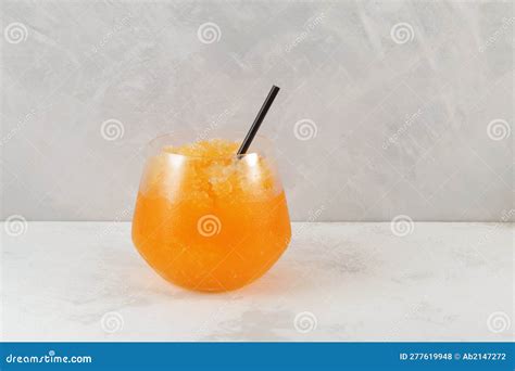 Orange Granizado In Tall Clear Glass Spanish Refreshing Summer Iced