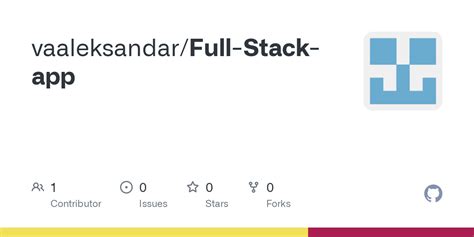 GitHub Vaaleksandar Full Stack App