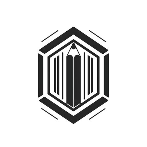 Premium Photo Design Of Pencil Logo With Hexagonal Shape Decorated