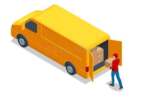 Isometric Fast Delivery Concept Loading And Unloading From Warehouse