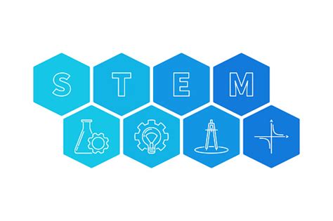 Stem 과학 및 수학 벡터 육각형 일러스트 레이 션 Stem 주제에 대한 스톡 벡터 아트 및 기타 이미지 Stem 주제 낱말 다중 색상 Istock