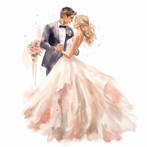 Premium Ai Image Bride And Groom In Wedding Dress Standing Together