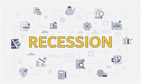 Premium Vector Recession Concept With Icon Set With Big Word Or Text