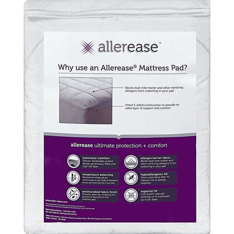 Allerease Ultimate Protection And Comfort Mattress Pad Color White