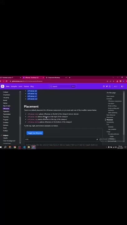 Bootstrap Video Lecture Placement In Offcanvas Smash Code Software